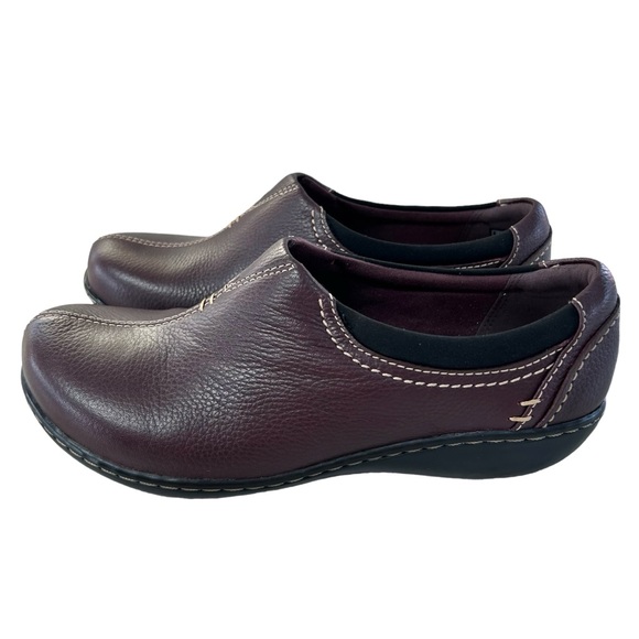 Clarks | Shoes | Clarks Collection Burgundy Leather Slip On Shoes 75 ...